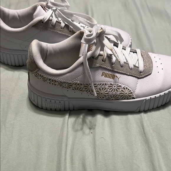 Puma | Shoes | Puma White And Tan Sneakers With Suede Upper And Rubber ...